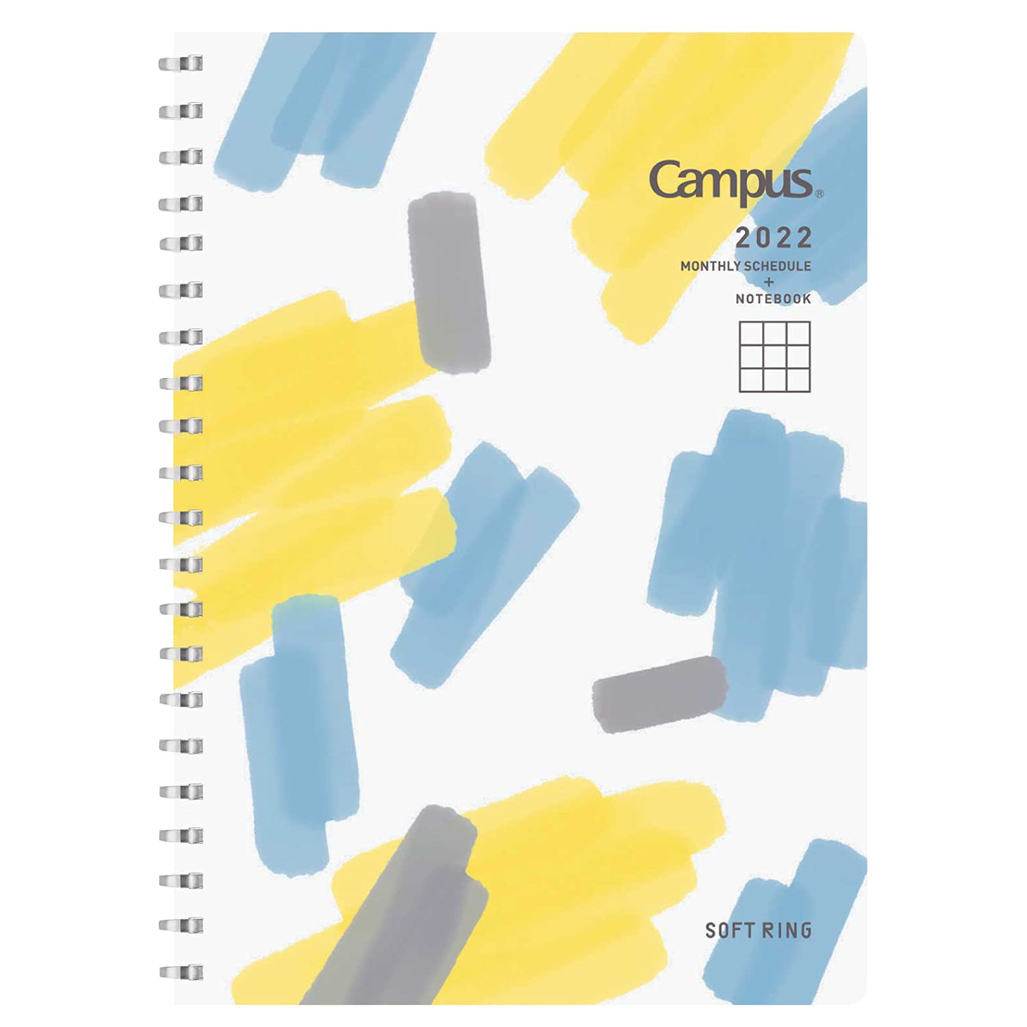 KOKUYO Campus Softring Diary 2022 B6, Monthly Type, Blue & Yellow (ニ-SMNL2-B6-22)