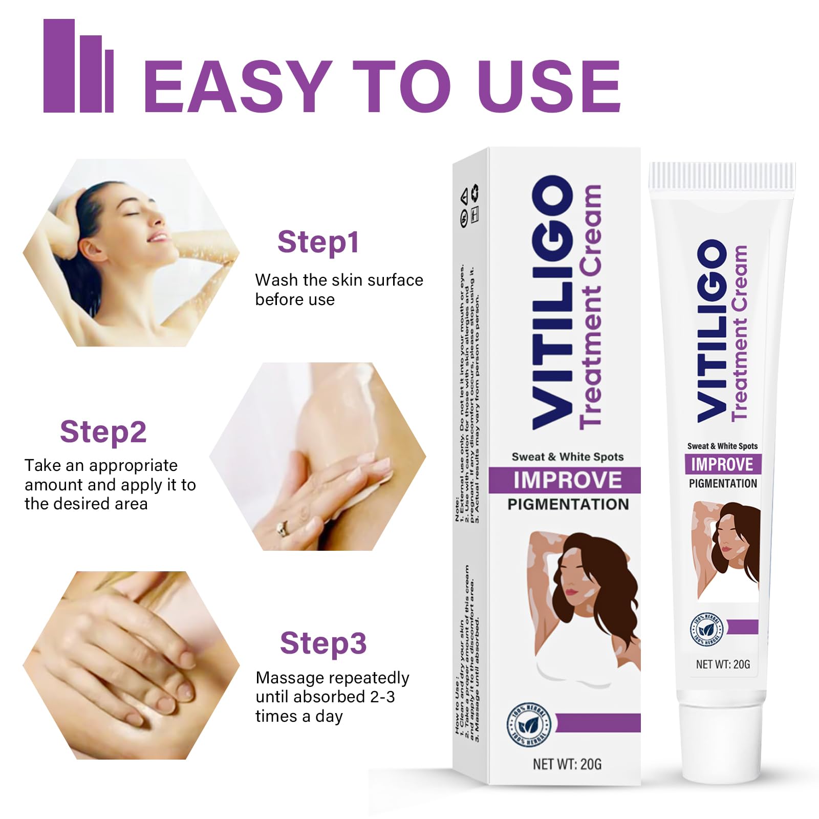 Xshows Vitiligo Cream, Vitiligo Treatment for Reduce White Spots and Improve Skin Pigmentation (Packaging May Vary)