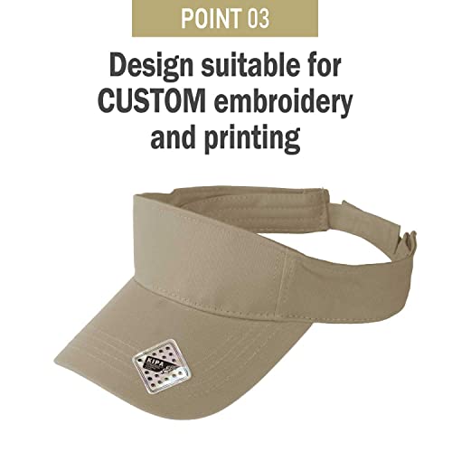PLAIN GEAR Golf Visor hat for Men & Women - Sun Visors Hats Suitable for Tennis and Other Sports - Adjustable Velcro Closure (TAN)