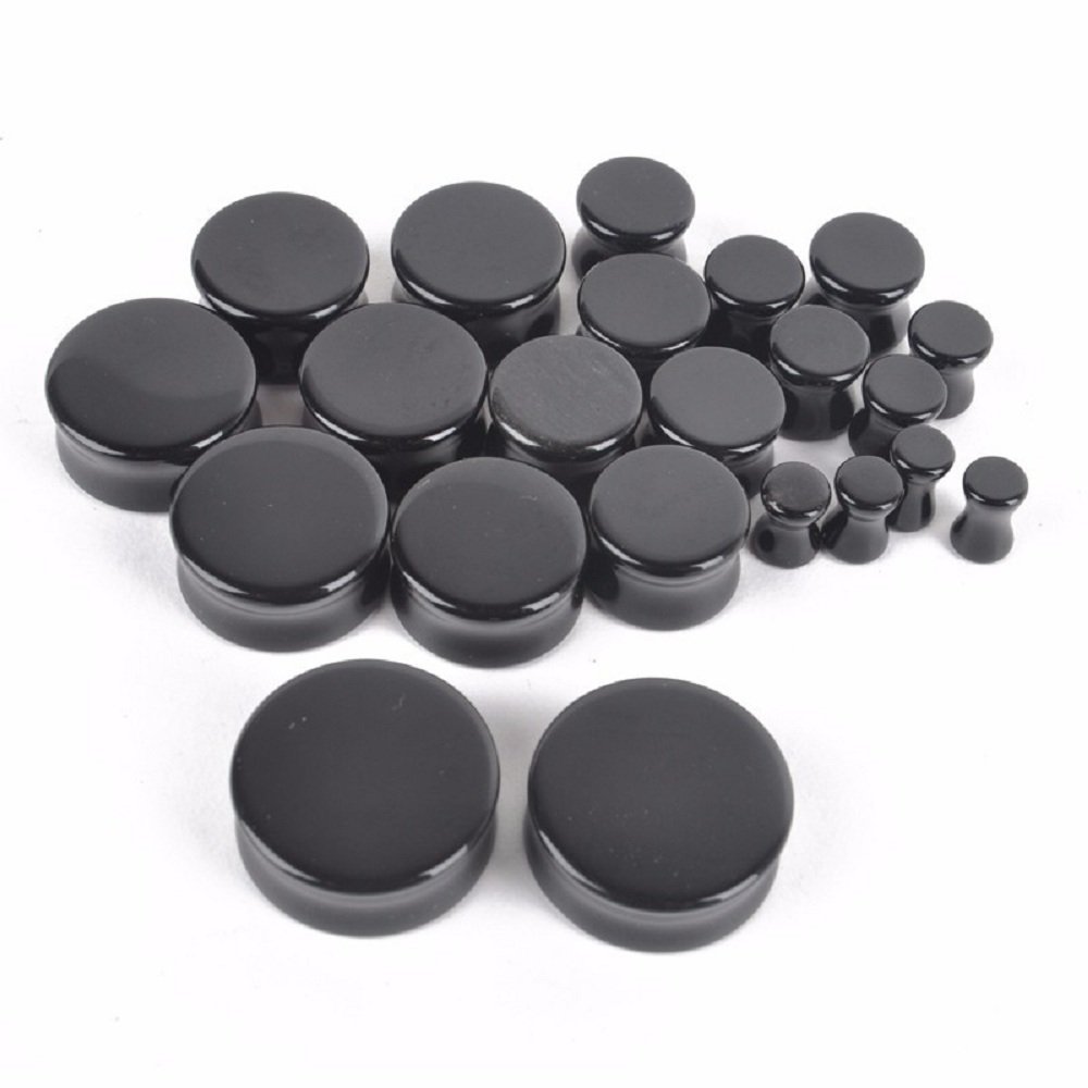 Kokoma Cats Eye Organic Stone & Black Onyx Ear Plugs (Plug gauge=19mm(3/4"))