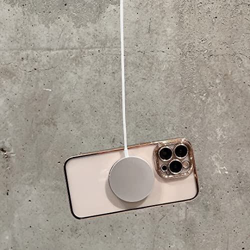 Threehundred for iPhone 13 Pro Max Case Magnetic Clear with Camera Lens Protector Full Protection MagSafe Electroplated Silicone Dust-Proof Net Shockproof Protective Case Cover 6.7 Inch - Gold