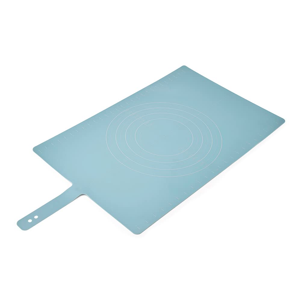 Joseph Joseph Roll-Up Non-Slip Silicone Pastry Mat with Measurements Lockable Strap 23" x 15", Blue