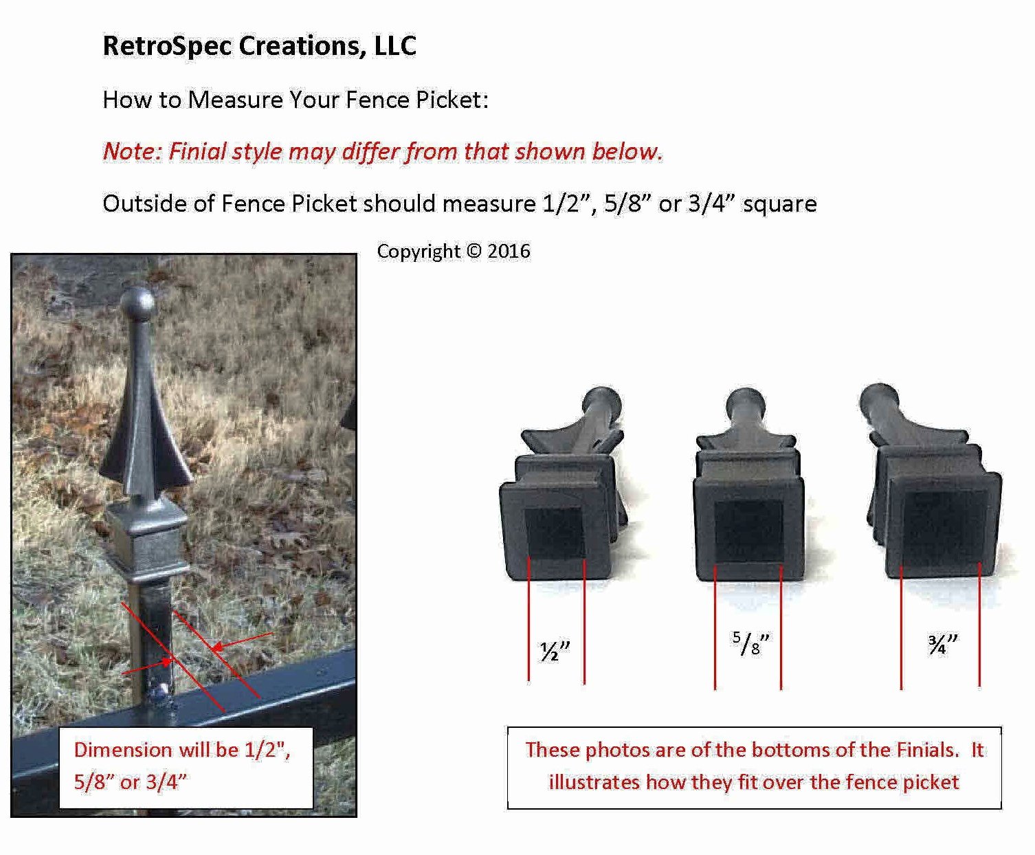 Retrospec Creations 10 Each for 5/8β Black Plastic Finial Tops for Iron Picket Fence Fleur De Lis β #1-60-58