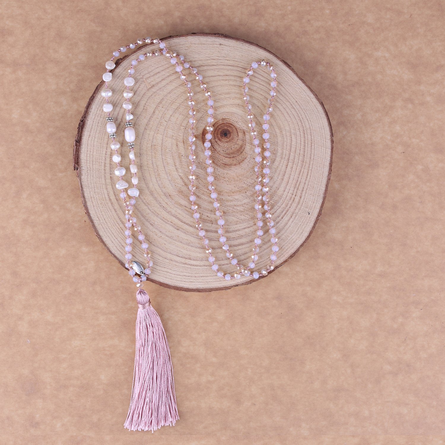 KELITCH Women Necklace Tassel Pearl Necklace Long Tassel Necklace Shining Crystal Necklace New