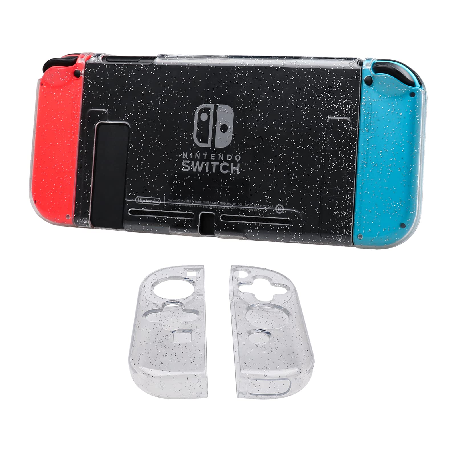 RALAN Protective Case Compatible with Nintendo Switch 2017,Soft Glitter Cover with Shock-Absorption and Yellowing-Resistant Anti-Scratch Design Protective Case + 4 Glitter caps.
