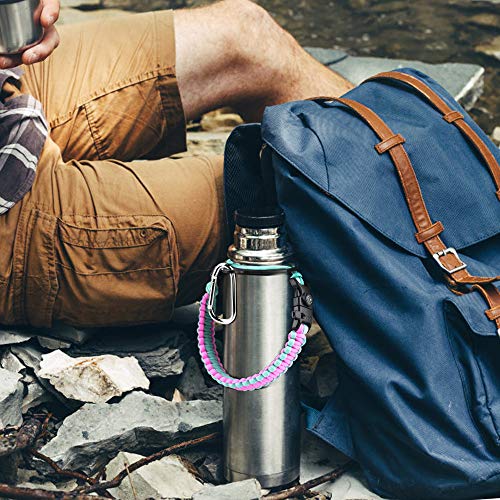 KATUMO 2 Pack Paracord Handle for Hydro Flask Wide Mouth Water Bottles for 12oz - 64oz Bottles (Not Fit for Hydro Flask 2.0), Black+Powder-Blue