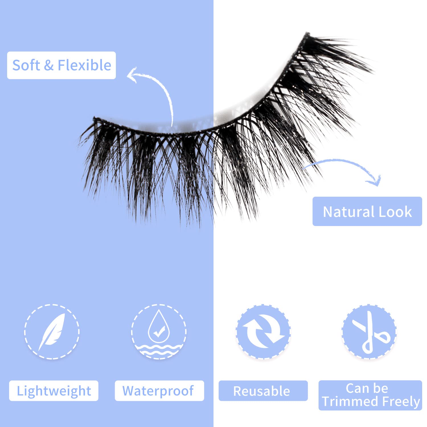 Magnetic Eyelashes and Eyeliner Set, Premium 3D Natural Magnetic Lashes with Eyeliners and Tweezer, Lightweight and Sweat-proof False Eyelashes, No Glue Required (ML)