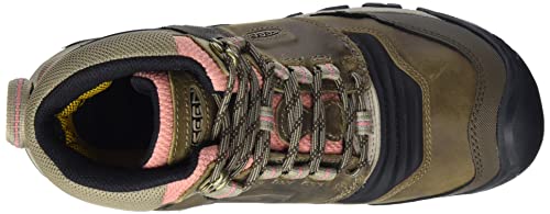 KEEN Women's-Ridge Flex Mid Height Waterproof Hiking Boots, Timberwolf/Brick Dust, 12