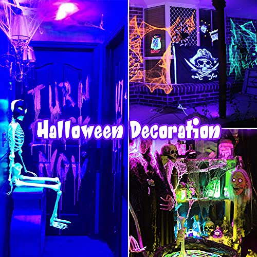 KINGBO Black Light Bulbs, 2 Pack 36W LED Blacklight Bulbs E26 PAR38 Glow in The Dark, UV Black Bulb 395nm LEDs for Blacklight Party, Fluorescent Art, Holiday Decorations, Acrylic Pouring Light