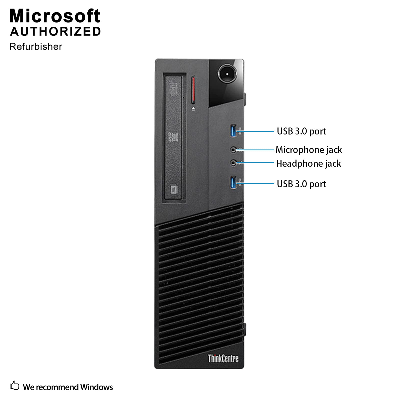 Lenovo ThinkCentre M93p Business Class Desktop, Quad Core i7 4770 3.4Ghz, 16GB DDR3 RAM, 512GB SSD Hard Drive, DVD-RW, Windows 10 (Renewed)