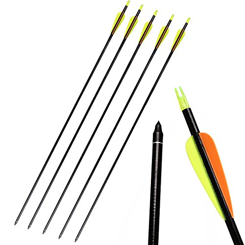 IRQ 32inch Fiberglass Arrows Targeting Practice Adjustable Nocks Screw in Replaceable Arrow Tips for Compound Recurve Bow