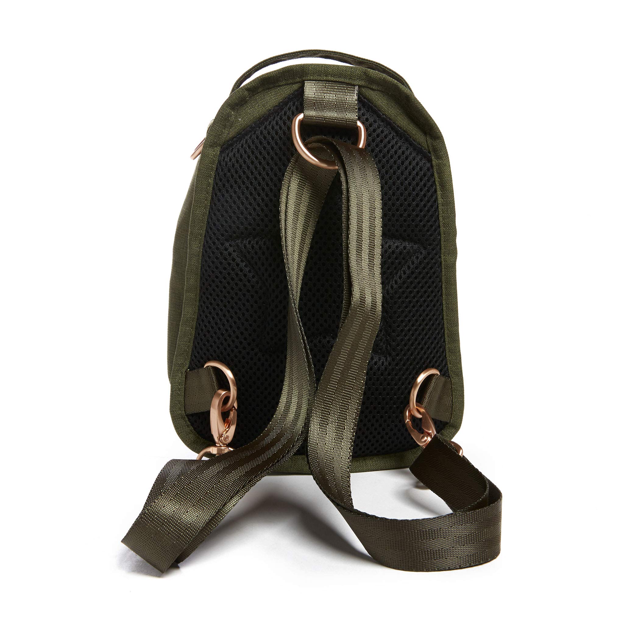 JuJuBe Mini BRB Backpack | Olive | Chromatics | Travel-Friendly Diaper Bag, Machine Washable Daypack, Compact Stylish Mini Backpack Purse, Adjustable Straps, for Kids and Adults