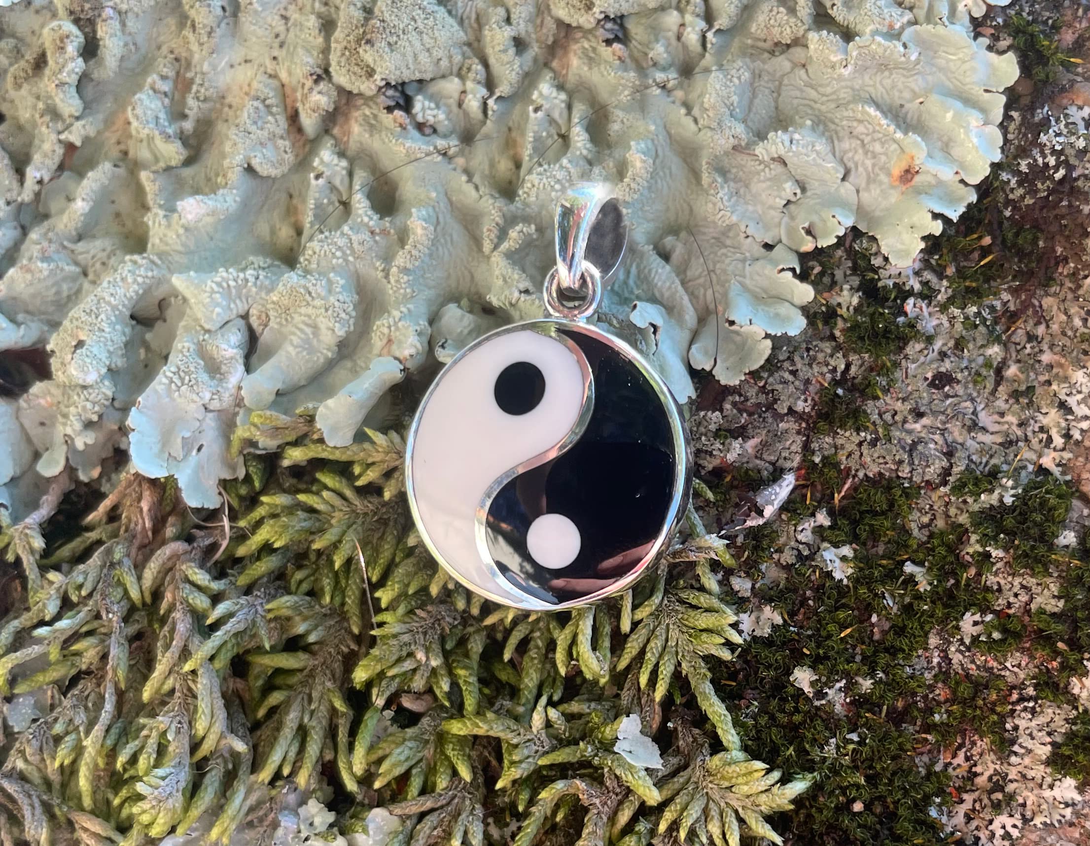 Jewelry Trends Sterling Silver Yin Yang Black and White Balance Symbol Tao Pendant