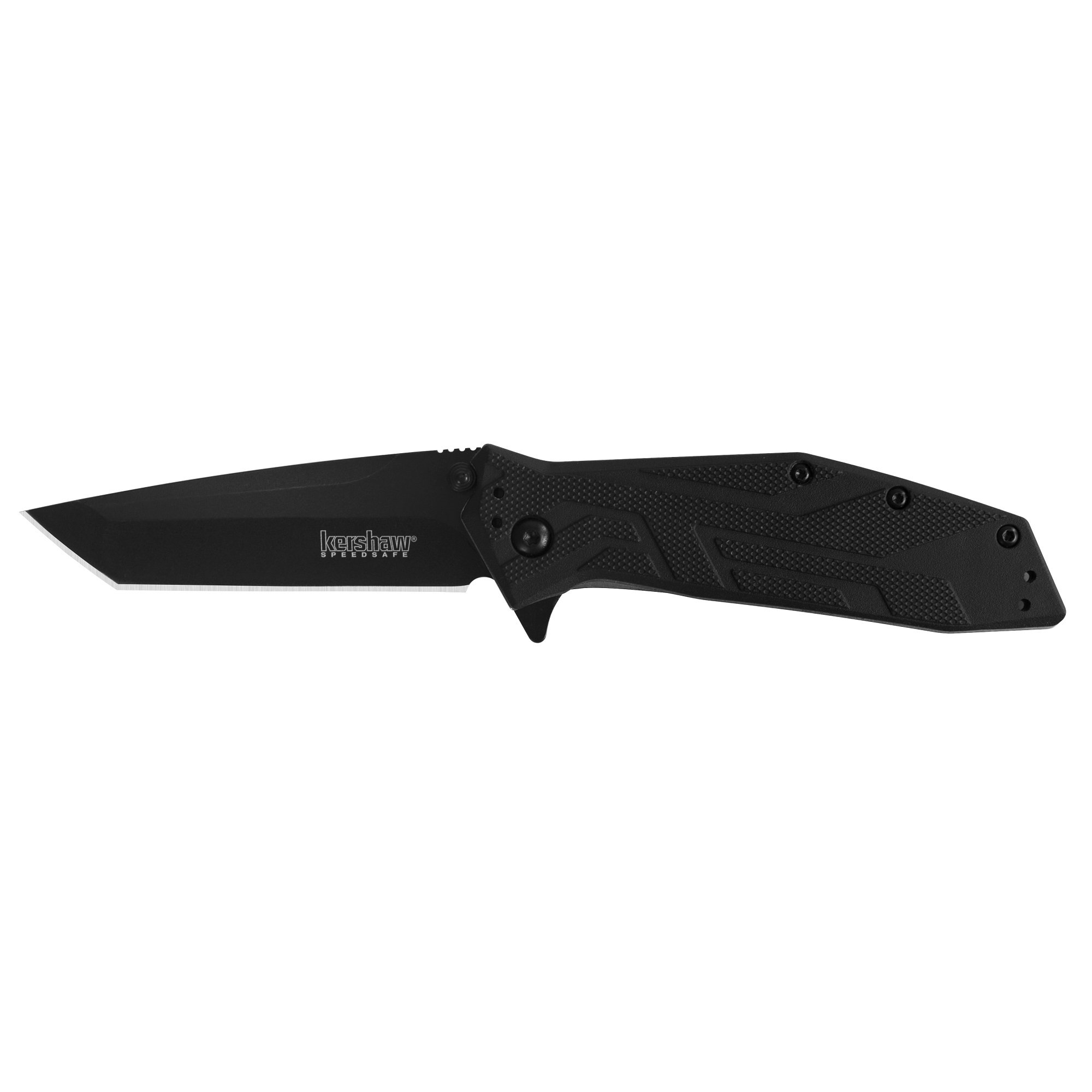 Kershaw Brawler Pocketknife, 3" 8Cr13MoV Steel Modified Tanto Blade & Smith’s PP1 Pocket Pal Knife Sharpener Preset Carbide & Ceramic Stone Sharpeners Fold-Out Diamond Coated Rod Outdoor Hunting Knife