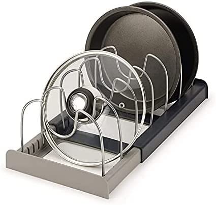 JYARZ Space Saving Dish Rack Retractable Pot Lid Rack Stainless Steel Spoon Holder Cooking Dish Drainer Drying Rack Kitchen Organizer Pan Cover Stand Dish Drying Rack