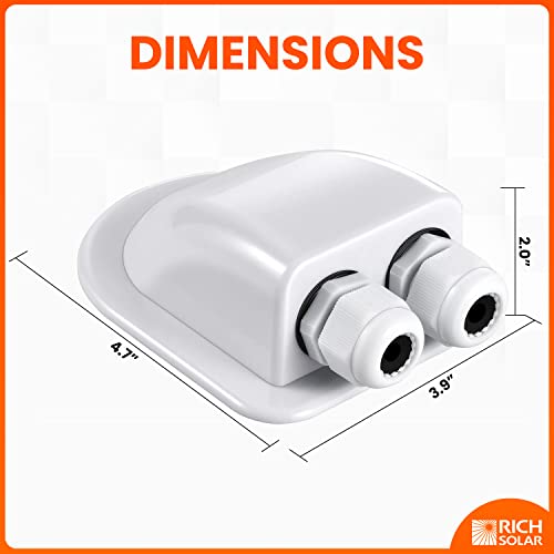 RICH SOLAR Solar Double Cable Entry Gland Box Solar Double Cable Entry Housing for RV Trailer Boat All Cable
