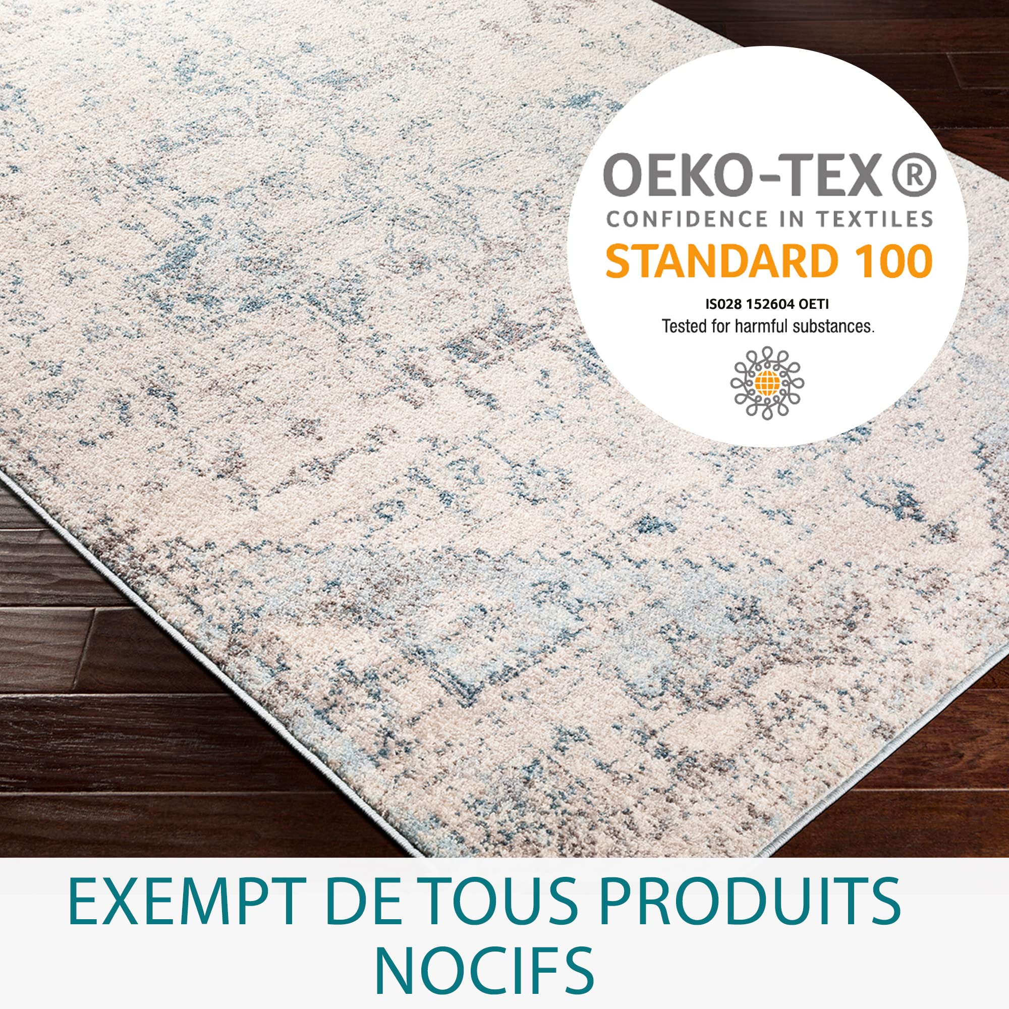Livabliss Eydis Area Rug, 6 ft 7 in x 9 ft, Pale Blue
