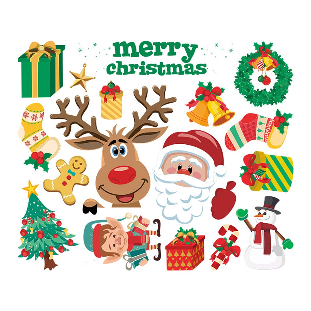 Kiddale Christmas Wall Stickers Xmas Decorations Santa Claus Reindeer Snowman Window Decals,Peel & Stick Removable Wall Decals for Holiday Supplies