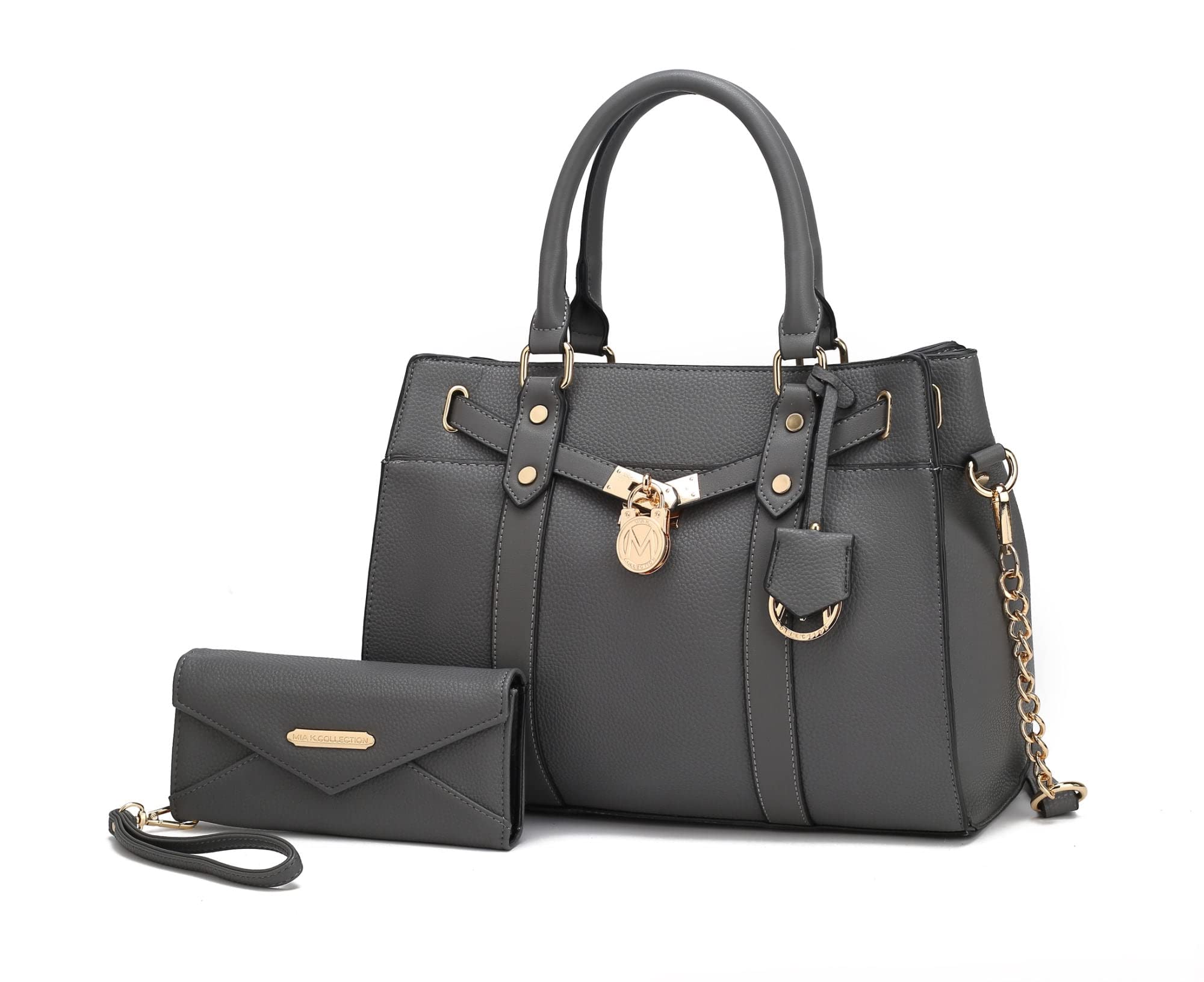 MKF Collection by Mia K. MKF-X581CRC Christine Satchel Bag & Wallet Charcoal
