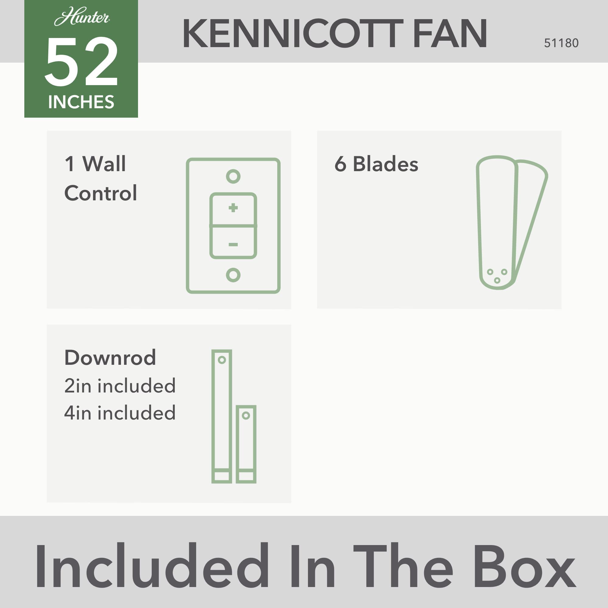 Hunter Fan Company Kennicott Outdoor Ceiling Fan, Plastic/Metal, Matte Black, 52 Inch