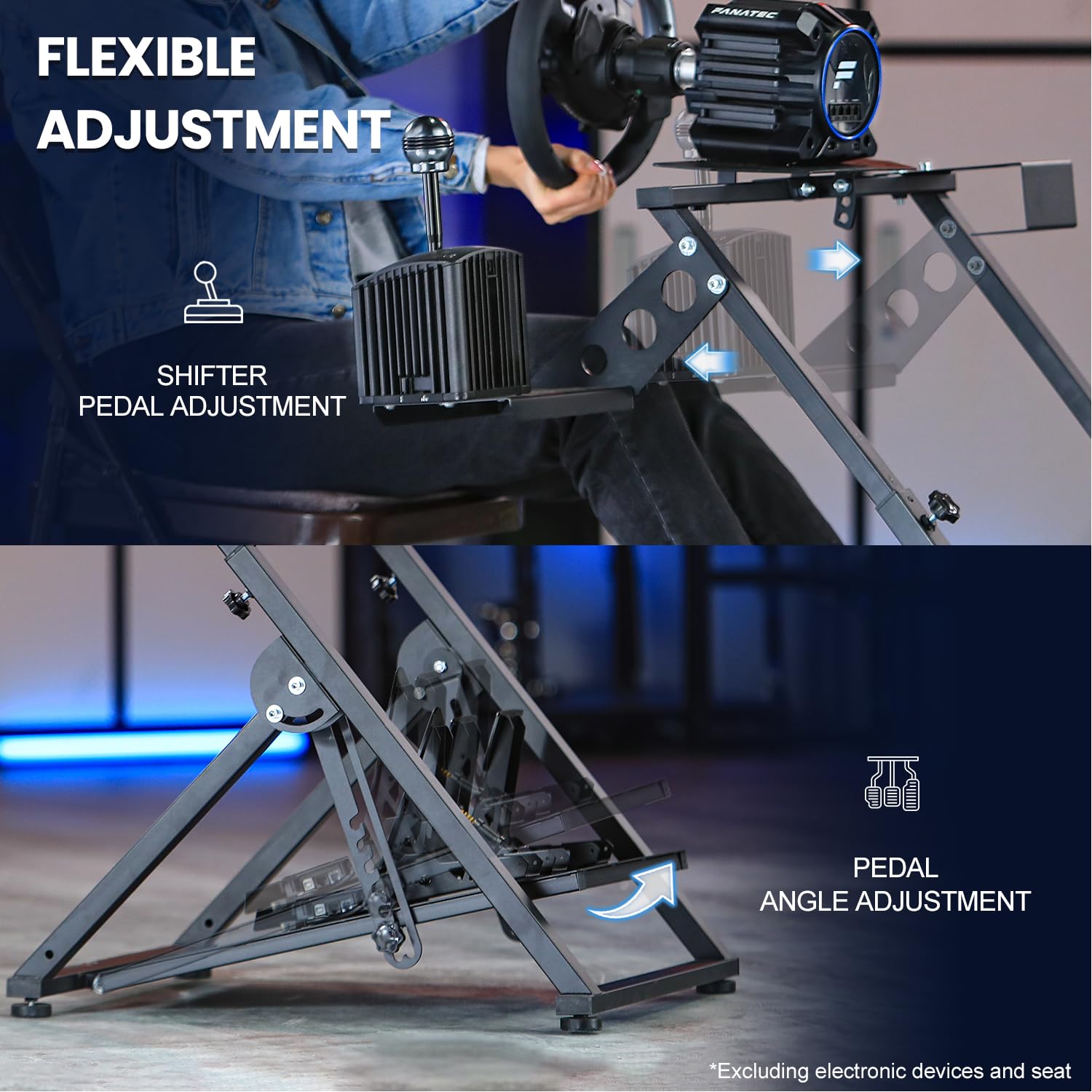 Marada Racing Steering Wheel Stand X Frame Compatible for G29,G920,T300RS,T150 New Upgrade Racing Simulator Cockpit Foldable Adjustable Wheel, Shifter,Pedals and Handbrake NOT Included