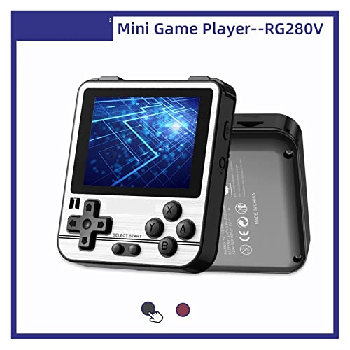 RG280V Retro Gaming 16G/64G-5000 Gaming 2.8in IPS Screen Retro Portable Mini Handheld Game Console (Color : Silver 16G)