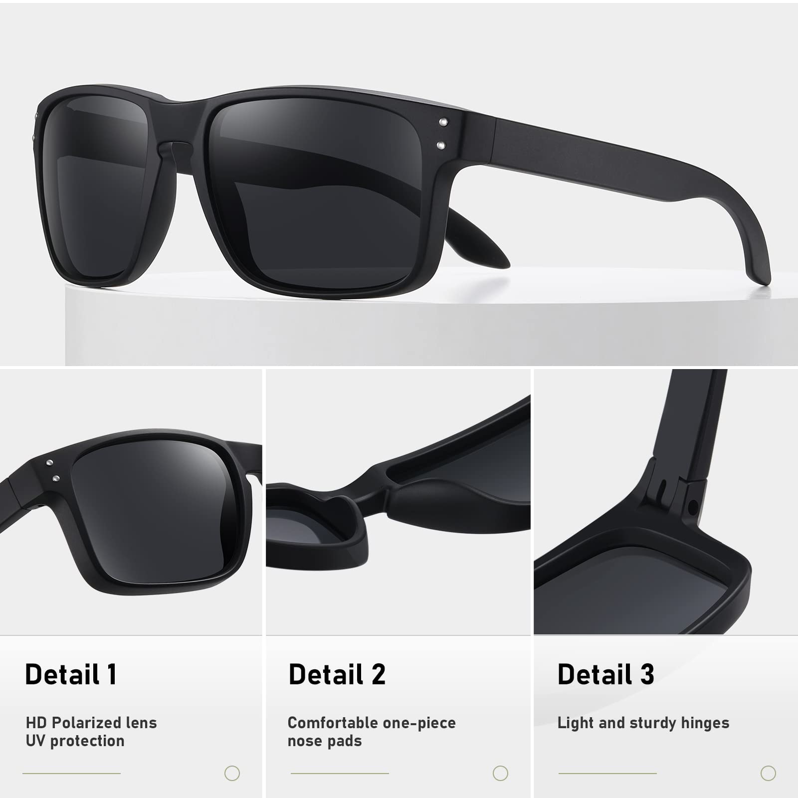 Polarized Sunglasses Men Womens - Retro Square Sun Glasses for Fishing Driving UV Protection (Red)