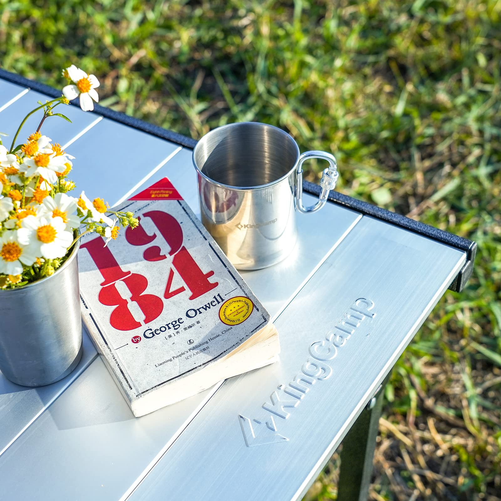 KingCamp Roll Up Aluminum Folding Table Compact Camping Foldable Camp Tables for Travel, Picnic, Party, Barbecue, Outdoor and Indoor, 4-6 Person