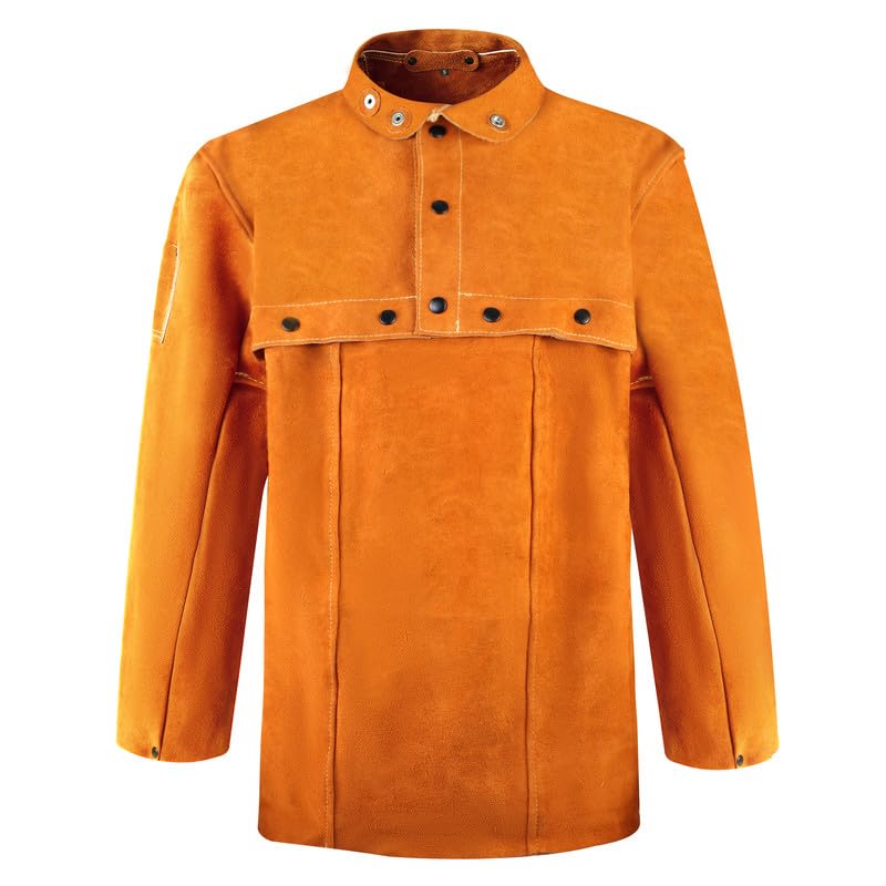 ONETIAN Leather Welding Jacket, Cape Sleeves with Bib Apron - High Heat and Flame Resistance for Ultimate Work Protection