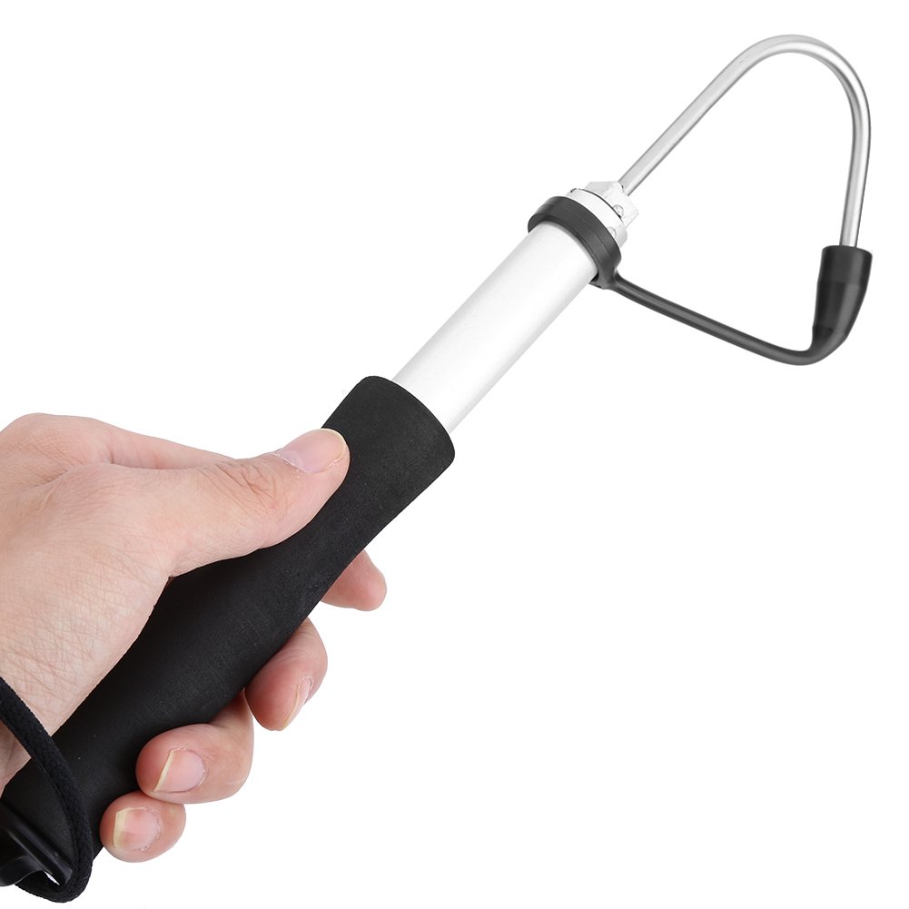 Huairdum Retractable Fishing Gaff, Stainless Steel Saltwater Sharped Hook Telescopic Ice Fishing Gear Hook Tackle with Soft EVA Handle Easy to Catch Fish