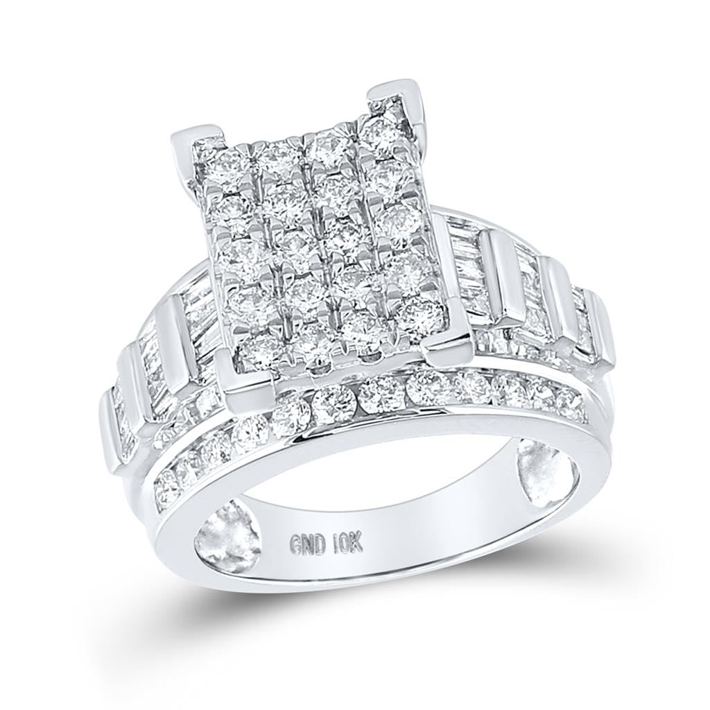 Jewels By Lux 10k White Gold Diamond Cindy's Dream Cluster Bridal Wedding Engagement Ring 2 Cttw - Size 7 Ring Size 8.5