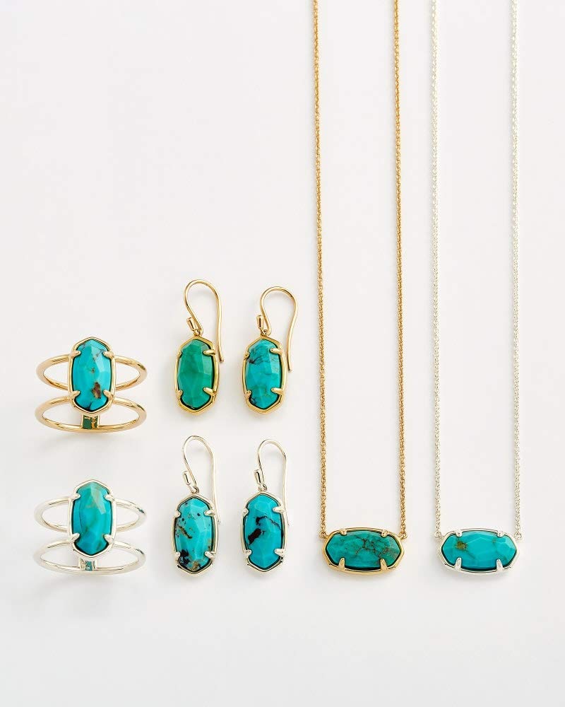 Kendra Scott Lee Drop Earrings in Sterling Silver, Genuine Turquoise Gem, Fine Jewelry for Women