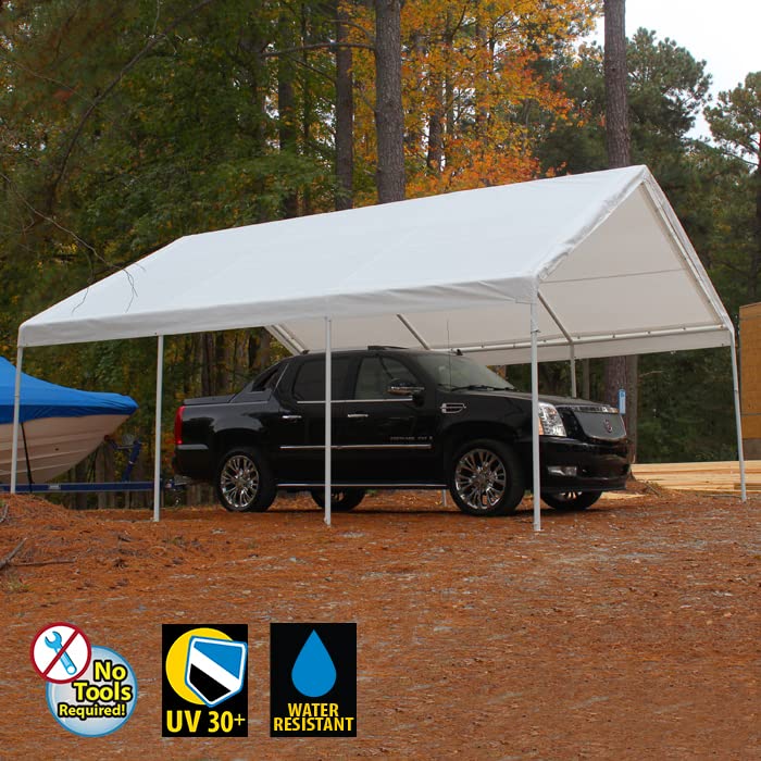 King Canopy Hercules 18-Feet by 20-Feet, 2-Inch Steel Frame, 8-Leg, Carport, White