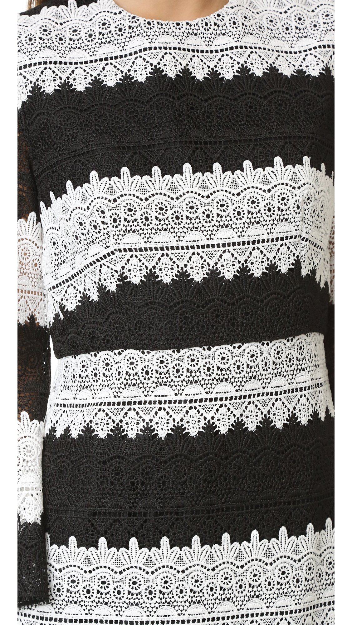 Jill Jill Stuart Women's 3/4-Sleeve Lace Two-Tone Dress, Black/White, 6