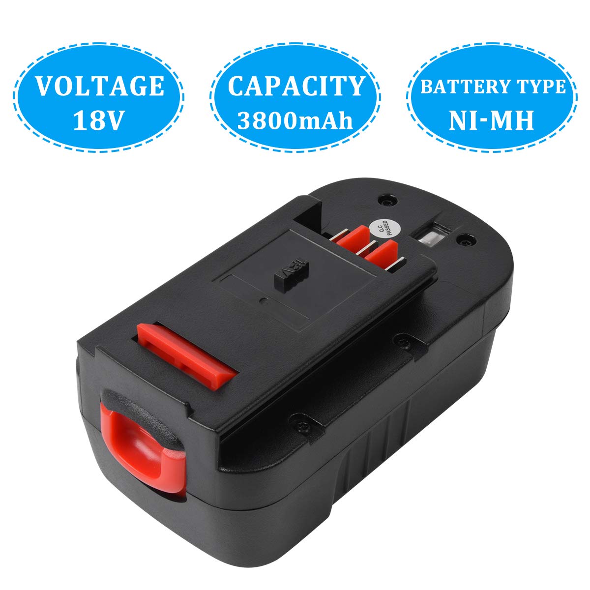 KeenPower 2 Pack HPB18 3.8Ah Ni-Mh Battery Black and Decker 18V Battery Replacement for HPB18 HPB18-OPE 244760-00 A1718 FS18FL FSB18 Firestorm Batteries for All B&D 18V Battery Replacement