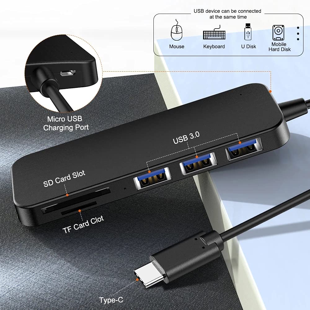 XXXDXDP USB C Hub USB Hub 3.0 Multi USB Splitter Adapter 3 Port Card Reader High Speed Type C Mini USB-Hub Extension Cable