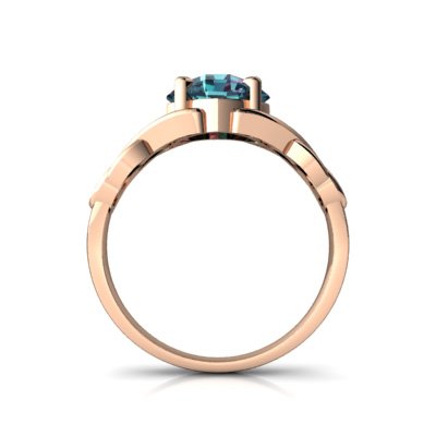 Jewels For Me 14kt Rose Gold Lab Alexandrite 6mm Cushion Celtic Knot Ring - Size 5