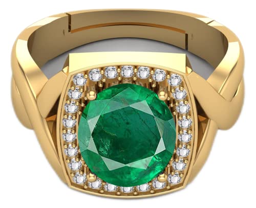 Mohit Gems 8.50 carat Panchdhatu Gold Plated Ring Adjustable Natural Gemstone Brilliant Design Ring (Emerald)