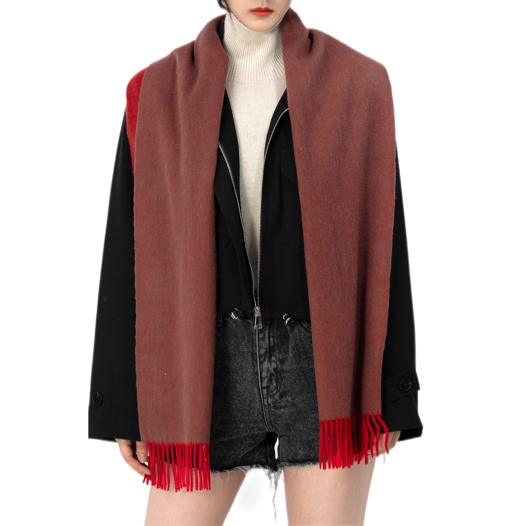 MERINOSNUG Merino Wool Alpaca Scarf Australian Women's Pashmina Shawl Wraps for Evening Dress Wedding Warm Long Large