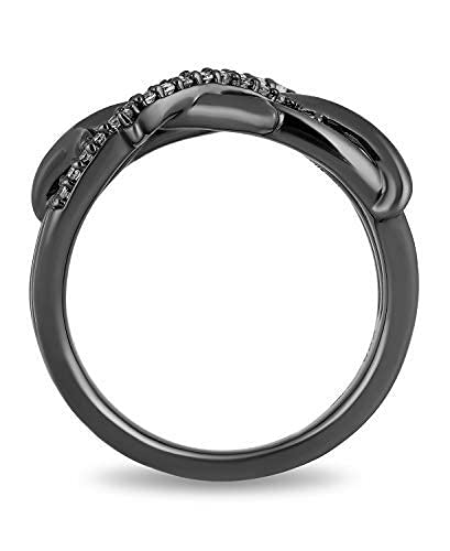 Jewelili Enchanted Disney Fine Jewelry Sterling Silver with Black Rhodium 1/6 Cttw Diamond Maleficent Ring Size 8