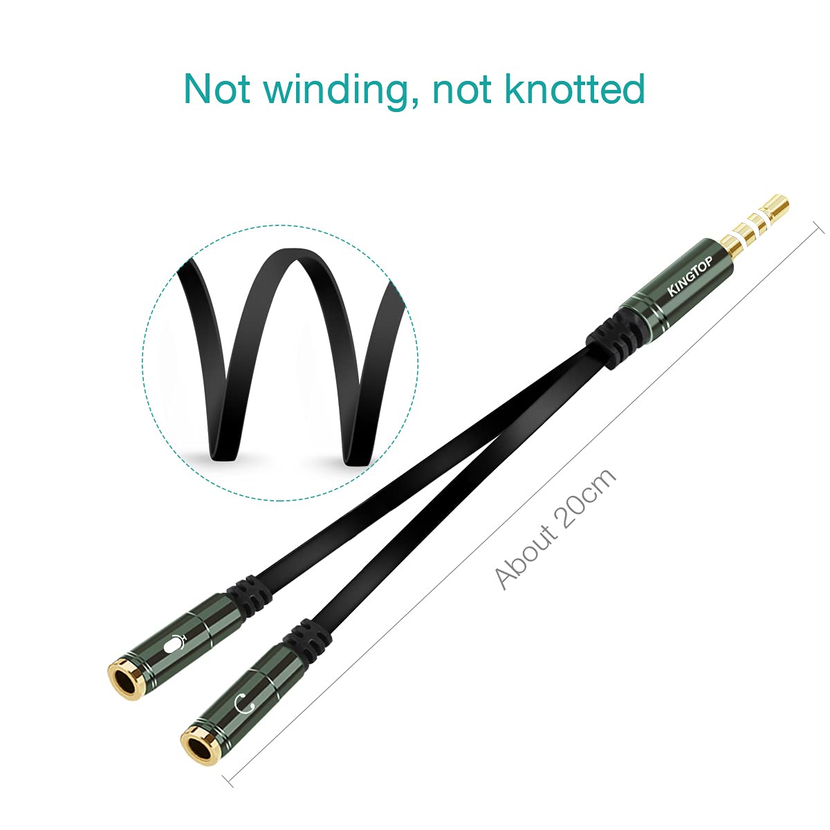 KINGTOP 3.5mm Combo Audio Adapter Cable Compatible for PS4,PS5,Xbox One S,Switch,Tablet,Mobile Phone,PC Gaming Headsets and New Version Laptop(Green)
