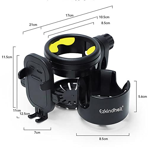 Stroller Cup Holders, Universal Drinks Holder for Strollers,Bikes, Trolleys or Walkers.Outdoor Accessories Water Bottle Holder with Mobile Phone Holder.