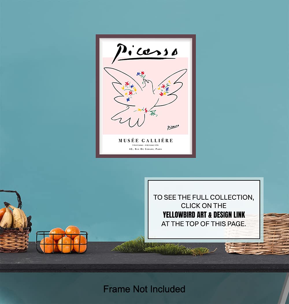 Pablo Picasso Minimalist Wall Art - Abstract Mid Century Modern Gallery Wall Art- Museum Poster - Line Art Wall Decor- Aesthetic Room Decor- Boho Wall Decor- The Impressionists - Dove of Peace
