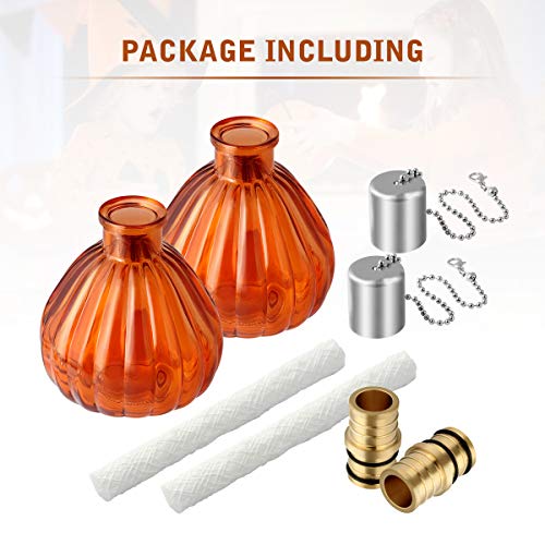 LANMU Glass Table Torch, Bottle Torch Kit, Outdoor Patio Garden Torch Decor for Party /Halloween /Thanksgiving /Christmas (2 Pack)