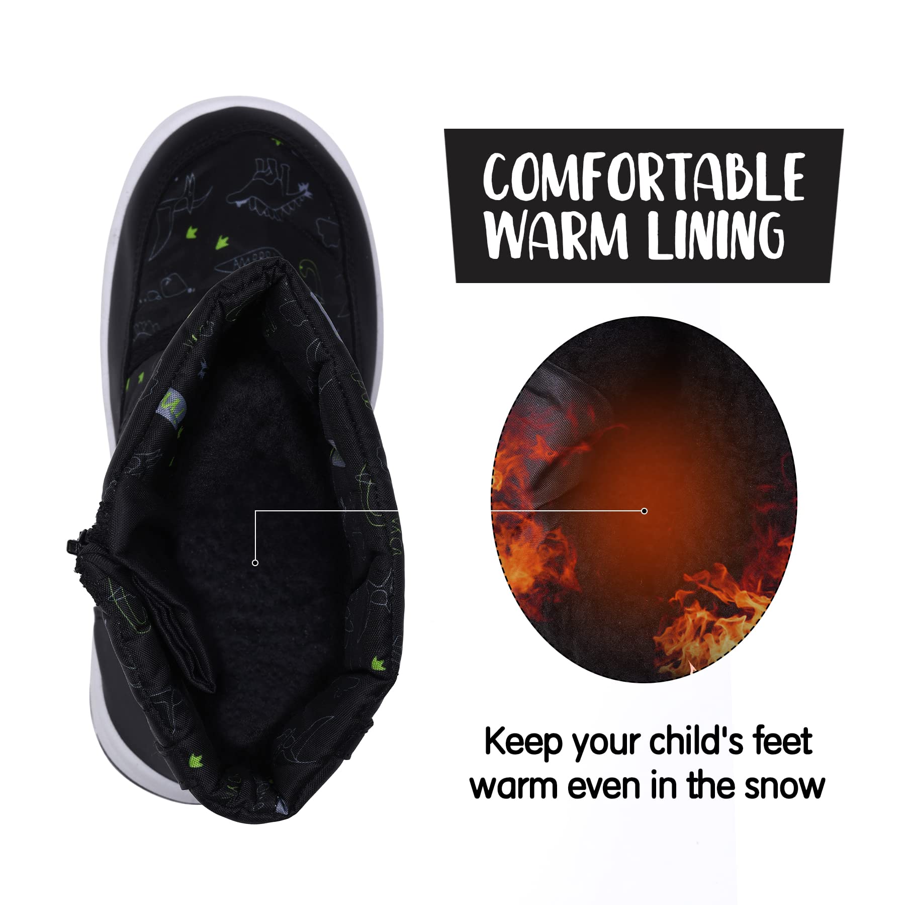 K KomForme Boys Girls Snow Boots Waterproof Winter Outdoor Boots(Toddler/Little Kid/Big Kid)
