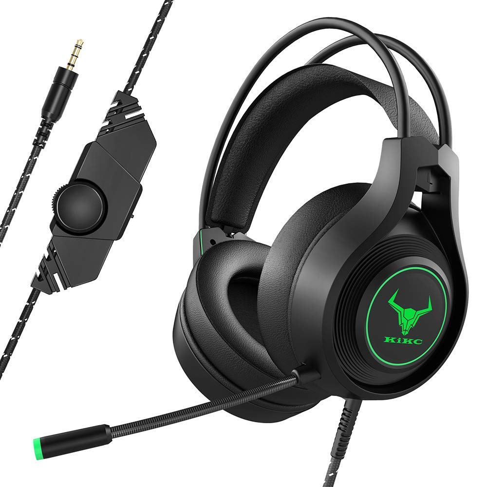Kikc V3 headsets PS4 Stereo Xbox one Headset Wired PC Gaming Headphones with Noise Canceling Mic, Over Ear Gaming Headphones for PS4/PS5/Xbox one/PC/MAC
