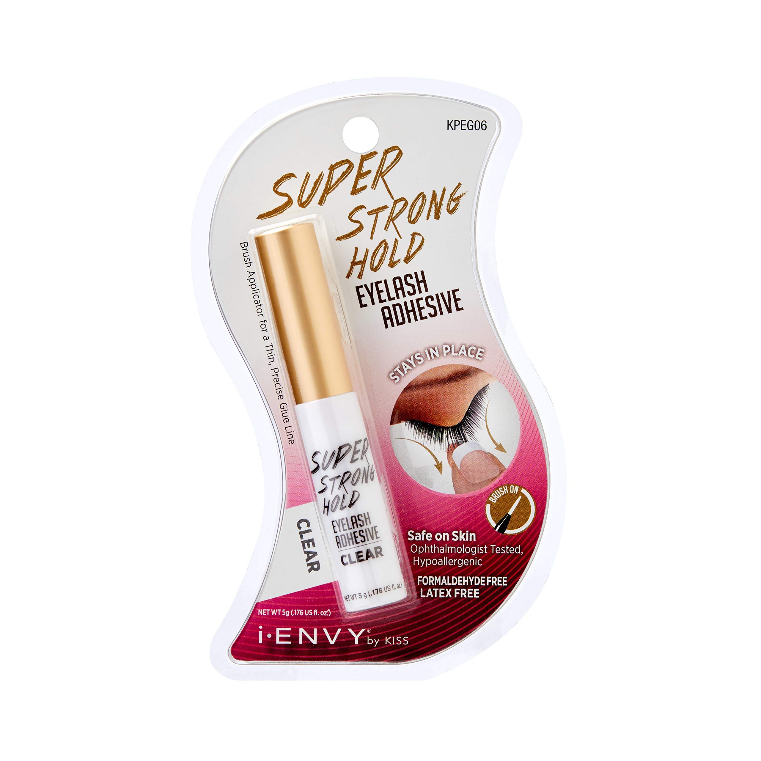 i-Envy by KISS Super Strong Hold Eyelash Adhesive, Waterproof Long-Lasting Strip Lash Glue, Natural-Looking Allergy & Latex Free with Brush Applicator (Clear&Black, Combo Pack)