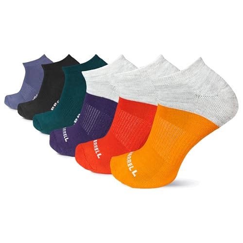 Merrell Unisex-Adult's Recycled Cushioned Socks Pack-Hiking Arch Support & Moisture Management, Low Cut-Gray Assorted (6 Pairs), M/L (Men's 9.5-12 / Women's 10-13)