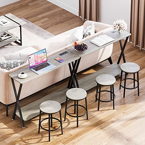 IDEALHOUSE Console Table, Sofa Tables Narrow Entryway Table with Outlet, Shelf and Metal Frame, 41.3β Behind Couch Table Industrial Hallway Table for Living Room, Foyer, Bedroom, Grey