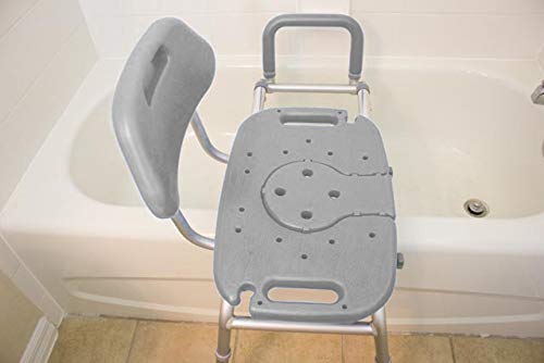 Sliding Shower Chair HydroGlyde Premium Heavy Duty, Padded Bathtub Transfer Bench with Cut Out Seat, for Bath Tub, Adjustable Legs, and Safety Belt, Quick Tool-Less Assembly, Gray